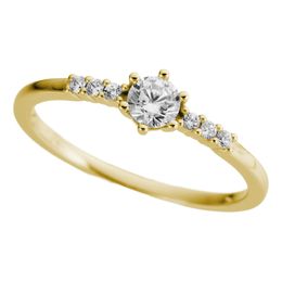 Firetti Damen Goldring "Schmuck Geschenk Gold 333 Vorsteckring Verlobung Solit&auml;r Lab Grown", 18, 0,32 VS = sehr kleine Einschl&uuml;sse, Diamanten