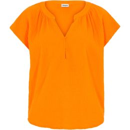 bonprix Damen Shirtbluse "Musselin-Blusentop aus reiner Baumwolle", orange, Gr. 40, unifarben, Web, Obermaterial: 100% Baumwolle, Blusen,