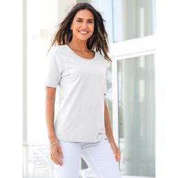 Classic Basics Damen Kurzarmshirt "Shirt", wei&szlig;, Gr. 46, unifarben, 100% Baumwolle, Shirts