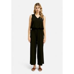 Milano Italy Damen Jumpsuit, schwarz, Gr. 38, Material: 96% Viskose, 4% Elasthan, Overalls, mit Taillengummizug