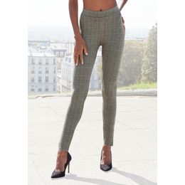Lascana Damen Leggings, Gr. 32, blau, Obermaterial: 48% Polyester, 34% Polyamid, 15% Viskose, 3% Elasthan, kariert, Hosen, mit klassischem