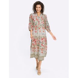 Heine Damen Druckkleid "Druck-Kleid", bunt, Gr. 46, bedruckt, gebl&uuml;mt, gemustert, mehrfarbig, 100% Baumwolle, Unterkleid:100% Viskose, Kleider