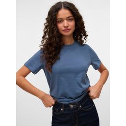 V&eacute;ro Moda VERO MODA Damen Kurzarmshirt "VMPAULINA SS T-SHIRT GA JRS NOOS", blau, Gr. M, unifarben, Jersey, Obermaterial: 100% Baumwolle, Shirts, Baumwolle,