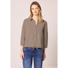 Street One Damen Hemdbluse, braun, Gr. 44, unifarben, Stoff, 100% Lyocell, Blusen, mit 3/4 &Auml;rmeln