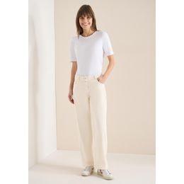 Cecil Damen Loose-fit-Jeanspearl beige, Gr. 36, unifarben, Jeans, 50% Baumwolle, 48% Baumwolle, 2% Elasthan, Jeans, mit Wide Legs