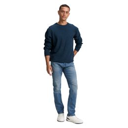 Tom Tailor Herren Strickpullover, blau, Gr. XL, unifarben, Strick, Obermaterial: 100% Baumwolle, Pullover, mit B&uuml;ndchen