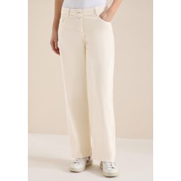 Cecil Damen Loose-fit-Jeanspearl beige, Gr. 36, unifarben, Jeans, 50% Baumwolle, 48% Baumwolle, 2% Elasthan, Jeans, mit Wide Legs