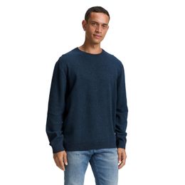 Strickpullover Tom Tailor, Herren, Gr. M, real teal navy twotone, Strick, Obermaterial: 100% Baumwolle, unifarben, regular fit taillenbedeckt, Rundhals, B&uuml;ndchen, Pullover Strickpullover, mit B&uuml;ndchen