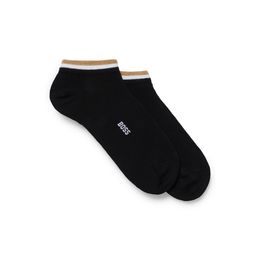 BOSS Herren Sneakersocken "2P AS Uni stripe CC", Gr. 39, schwarz, Baumwollmischung, unifarben, Socken, mit geringeltem Abschluss