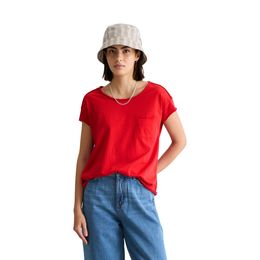 Marc O'Polo Damen T-Shirt "aus Organic Cotton"carmine rot, Basic, Gr. L, MARC O'POLO DENIM, unifarben, Obermaterial: 100% Baumwolle, Shirts