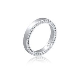 Elli Premium Damen Fingerring "Bandring mit Zirkonia Wei&szlig; 925 Sterling Silber", 56mm,mit Steinen, Silber 925 (Sterlingsilber), 3mmsilber, Silber 925