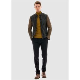 Pierre Cardin Herren Lederjacke, schwarz, Gr. M, mehrfarbig, 100% Leder, Jacken, im modernen Look