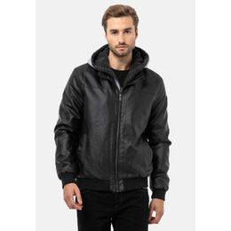 Cipo & Baxx CIPO & BAXX Herren Lederimitatjacke "Jacke", schwarz, Gr. S, unifarben, Stoff, 65% Polyurethan, 25% Polyester, 10% Viskose, Jacken, mit