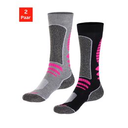 active by Lascana LASCANA ACTIVE Damen Skisocken, Gr. 39, schwarz, Elasthan, Polyamid, Polyester, uni und gemustert, Socken, mit verst&auml;rkten Belastungszonen