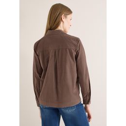 Cecil Damen Langarmbluse, braun, Gr. XXL, unifarben, Web, 100% Baumwolle, Blusen, aus reiner Baumwolle