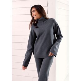 ELBSAND Damen Sweater, Gr. 36, blau, Feinstrick, Obermaterial: 50% Viskose, 28% Polyester, 22% Polyamid, meliert, unifarben, Sweatshirts,