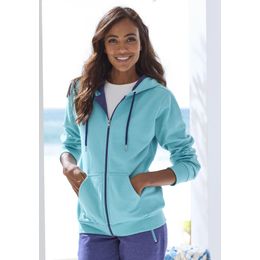 Kangaroos Damen Sweatjacke, Gr. 32, gr&uuml;n, Single Jersey, Obermaterial: 60% Baumwolle, 40% Polyester, bedruckt, kontrastfarbene Details, meliert,