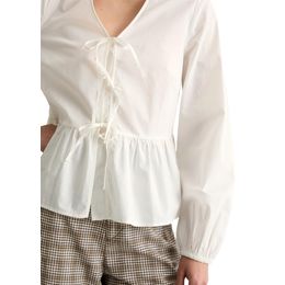 Marc O'Polo Damen Langarmbluse "aus reiner Bio-Baumwolle", wei&szlig;, Gr. XS, MARC O'POLO DENIM, unifarben, Obermaterial: 100% Baumwolle, Blusen