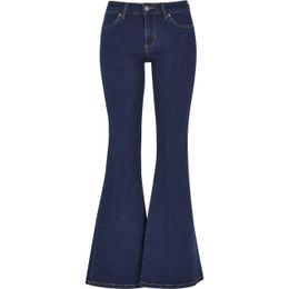 Urban Classics Damen Bequeme Jeans "Urban Classics Damen Ladies Organic Low Waist Flared Denim"midindigo washed, Gr. 29, unifarben, 98% Baumwolle, 2%