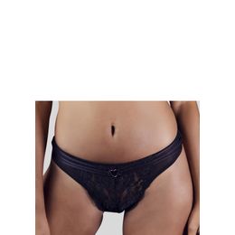 Vivance Damen Stringpanty "Francesca", Gr. 32, schwarz, Microfaser, Obermaterial: 88% Polyamid, 12% Elasthan, Unterhosen, mit feinem Herzaccessoire
