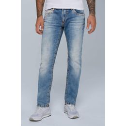 CAMP DAVID Herren Regular-fit-Jeans, blau, Gr. 36, Abriebeffekte, Denim/Jeans, Material: 98% Baumwolle, 2% Elasthan, Zusatz: Enth&auml;lt nichttextile