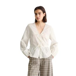 Marc O'Polo Damen Langarmbluse "aus reiner Bio-Baumwolle", wei&szlig;, Gr. XL, MARC O'POLO DENIM, unifarben, Obermaterial: 100% Baumwolle, Blusen