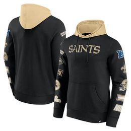 Fanatics Damen Kapuzenpullover "Fanatics Hoodie New Orleans Saints Patched Out Fleece", schwarz, Gr. L, 60% Baumwolle, 40% Polyester, Pullover
