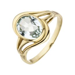 Jobo Damen Goldring, 52, Gelbgold 585, gelb, Gelbgold 585, Fingerringe, 585 Gold mit Aquamarin