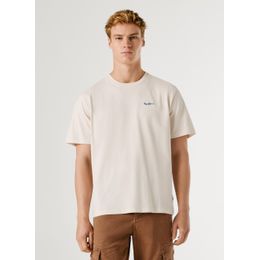 T-Shirt Pepe Jeans "CONTRAST CONNOR", Jungen, Gr. L, ivory wei&szlig;, Jersey, Obermaterial: 100% Baumwolle, unifarben, regular fit h&uuml;ftbedeckend, Rundhals, abgesteppte Kante, Shirts T-Shirt, mit Rundhals und gesticktem Logo
