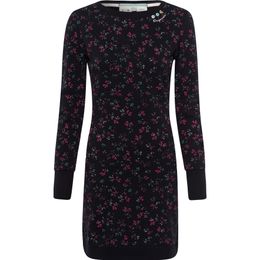Ragwear Damen Sweatkleid "MENITA O", schwarz, Gr. XS, bedruckt, gebl&uuml;mt, gemustert, kontrastfarbene Details, mehrfarbig, Sweatware, Obermaterial: