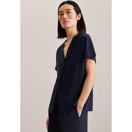 Seidensticker Damen Shirtbluse "Schwarze Rose", blau, Gr. 38, unifarben, 67% Viskose, 28% Polyester, 5% Elasthan, Blusen, 1/2 V-Neck Uni