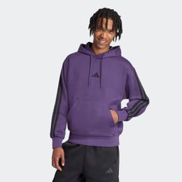 Herren Kapuzensweatshirt "M 3S FL HD"aurora plum, schwarz, Gr. L, adidas Sportswear, Obermaterial: 55% Baumwolle, 36% Polyester, 9% Viskose,