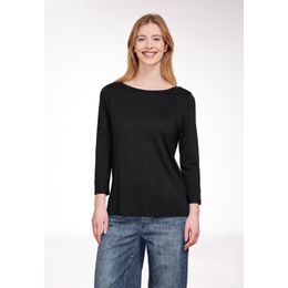 Damen 3/4-Arm-Shirtschwarz, Gr. 34, STREET ONE STUDIO, unifarben, Web, 50% Modal, 50% Baumwolle, Shirts, Jersey