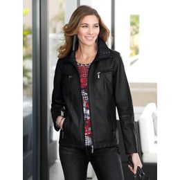 Classic Basics Damen Lederimitatjacke, schwarz, Gr. 50, unifarben, 100% Viskose, Jacken