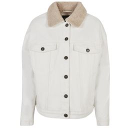 Urban Classics Damen Jeansjacke "Urban Classics Damen Ladies Oversized Sherpa Denim Jacket", wei&szlig;, Gr. L, unifarben, 100% Baumwolle, Jacken
