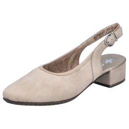 Rieker Damen Slingsandale, Gr. 42, beige, Lederimitat, Schuhe, Abendschuh, Sommerschuh, Blockabsatz, mit verstellbarem Riemchen