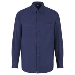 Urban Classics Herren Langarm-Poloshirt "Urban Classics Herren Flanell Shirt", blau, Gr. S, unifarben, 100% Baumwolle, Shirts