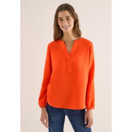 Cecil Damen Langarmblusecherry tomato orange, Gr. XXL, unifarben, Stoff, 86% Viskose, 14% Nylon, Blusen, in Unifarbe