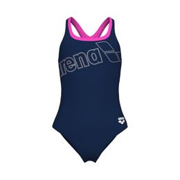 arena Sportbadeanzug M&auml;dchen Gr&ouml;&szlig;e 128 navy / hellgrau / rosa / wei&szlig;