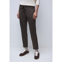 Street One Damen Stoffhose, braun, Gr. 34, unifarben, Stoff, 61% Viskose, 25% Polyamid, 9% Polyester, 5% Elasthan, Hosen, Elastikbund mit Tunnelzug