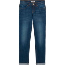 bonprix Damen Straight-Jeans "Straight Jeans Mid Waist, Stretch", blau, Gr. 44, Denim/Jeans, Obermaterial: 82% Baumwolle, 17% Polyester, 1% Elasthan,