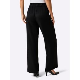 Damen Webhose, schwarz, Gr. 38, CREATION L PREMIUM, unifarben, 46% Viskose, 27% Leinen, 27% Lyocell, Hosen