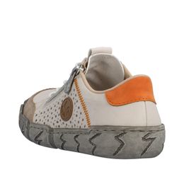 Rieker Damen Slip-On Sneaker, Gr. 38, beige, Leder, Lederimitat, Schuhe, mit Sohle im Used-Look, Freizeitschuh, Halbschuh, Schlupfschuh