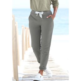 ELBSAND Damen Sweathose "Brinja", gr&uuml;n, Gr. L, unifarben, Sweatware, Obermaterial: 95% Baumwolle, 5% Elasthan, Hosen, mit Taschen und breiten