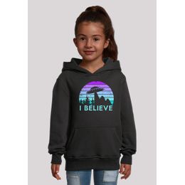 F4NT4STIC Kinder Kapuzenpullover "I BELIEVE UFO Alien Raumschiff Retro", schwarz, Gr. 110, Obermaterial: 65% Baumwolle, 35% Polyester, Pullover,