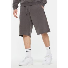 Harlem Soul Herren Bermudas, grau, Gr. S, unifarben, Sweatware, Material: 100% Baumwolle, Hosen, mit Elastikbund und Kordel