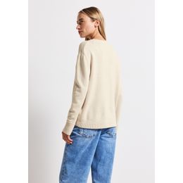 Street One Damen Strickpullovertusk cream, Gr. 46, unifarben, Web, 60% Baumwolle, 40% Polyacryl, Pullover, im soften Baumwoll-Mix