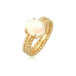 Elli Premium Damen Fingerring "Mondstein Edelstein Oval Elegant 925 Silbe", 54mm,mit Steinen, Silber 925 (Sterlingsilber), gold, Silber 925