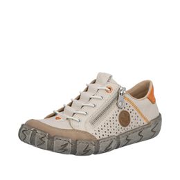 Rieker Damen Slip-On Sneaker, Gr. 36, beige, Leder, Lederimitat, Schuhe, mit Sohle im Used-Look, Freizeitschuh, Halbschuh, Schlupfschuh
