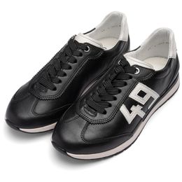 Ara Damen Sneaker "PORTOFINO", Gr. 42schwarz, creme, Glattleder, Schuhe, Freizeitschuh, Halbschuh, Schn&uuml;rschuh in Bequemweite G 1/2 (= weit)